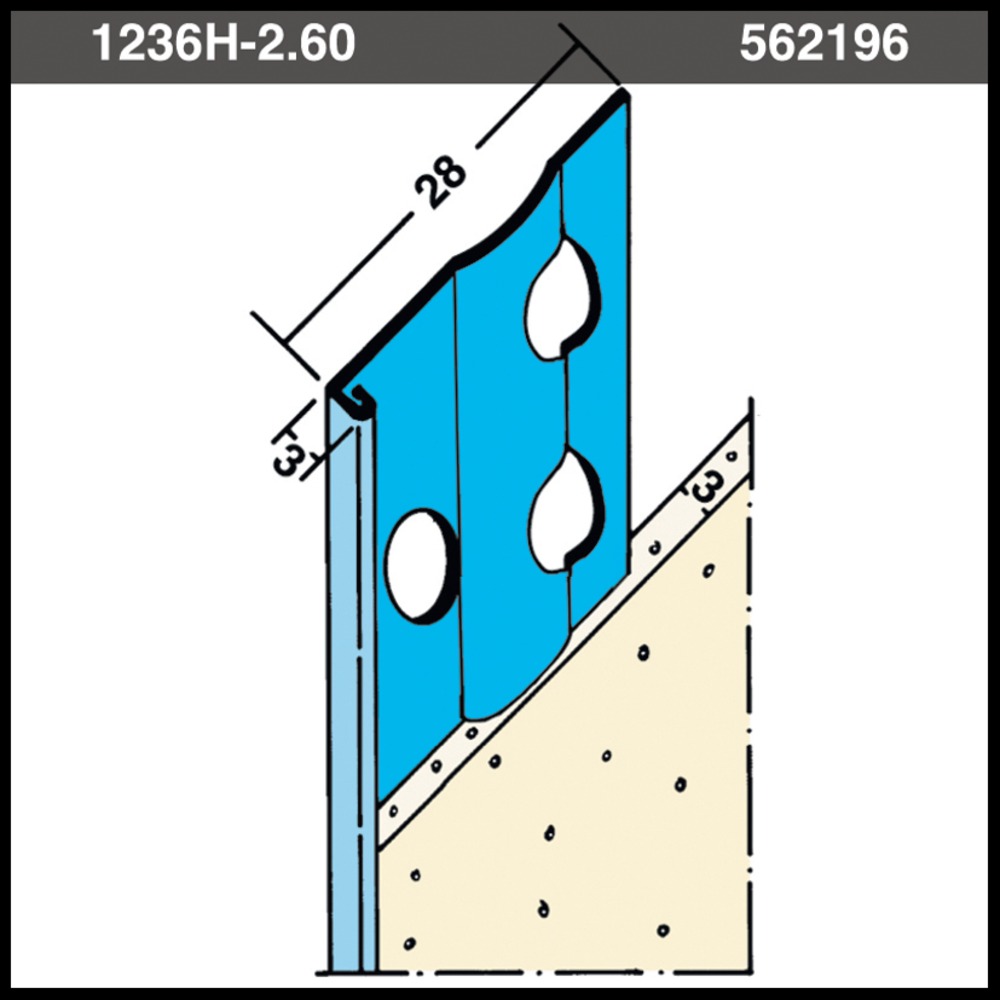 Protektor Stucstop 1236H verzinkt staal stucdikte 3 mm 260 cm - Bouwmaat